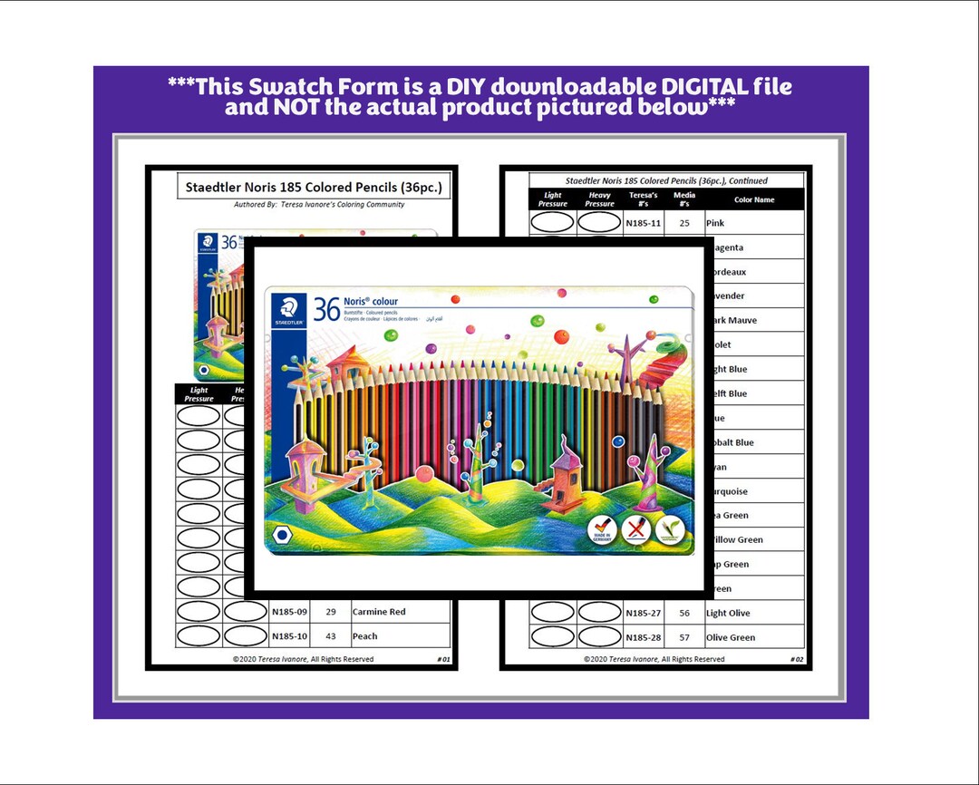 Swatch Form: Staedtler® Noris® Colour 185 Coloured Pencils (036pc ...