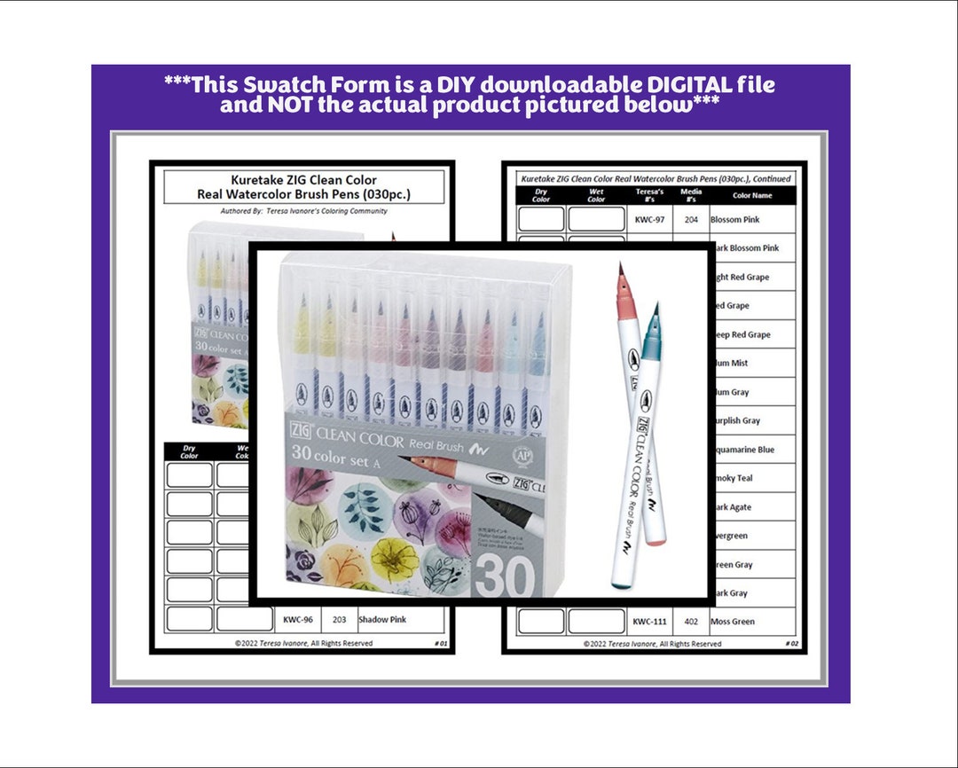 Swatch Form: Kuretake ZIG Clean Color Brush Pens (030pc.) - Set A ...