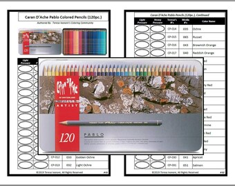 Caran D’ache Pablo Pencils 120 Swatch Chart - Etsy
