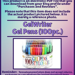 Swatch Form: Gelwriter Gel Pens (100pc.) (black & White Version) - Etsy