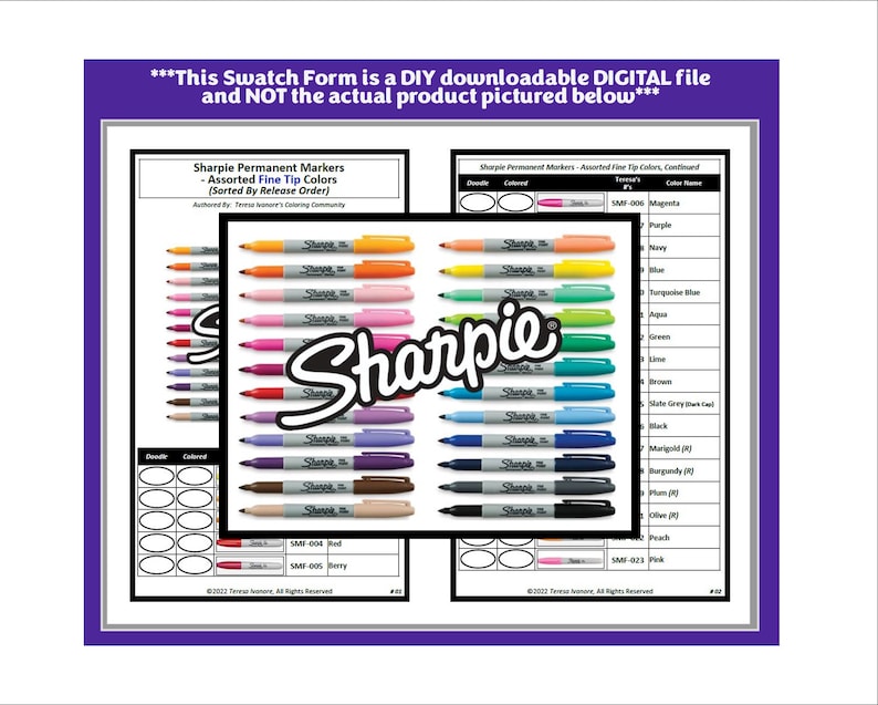Swatch Form: Sharpie Markers Complete FINE TIP Collection - Etsy