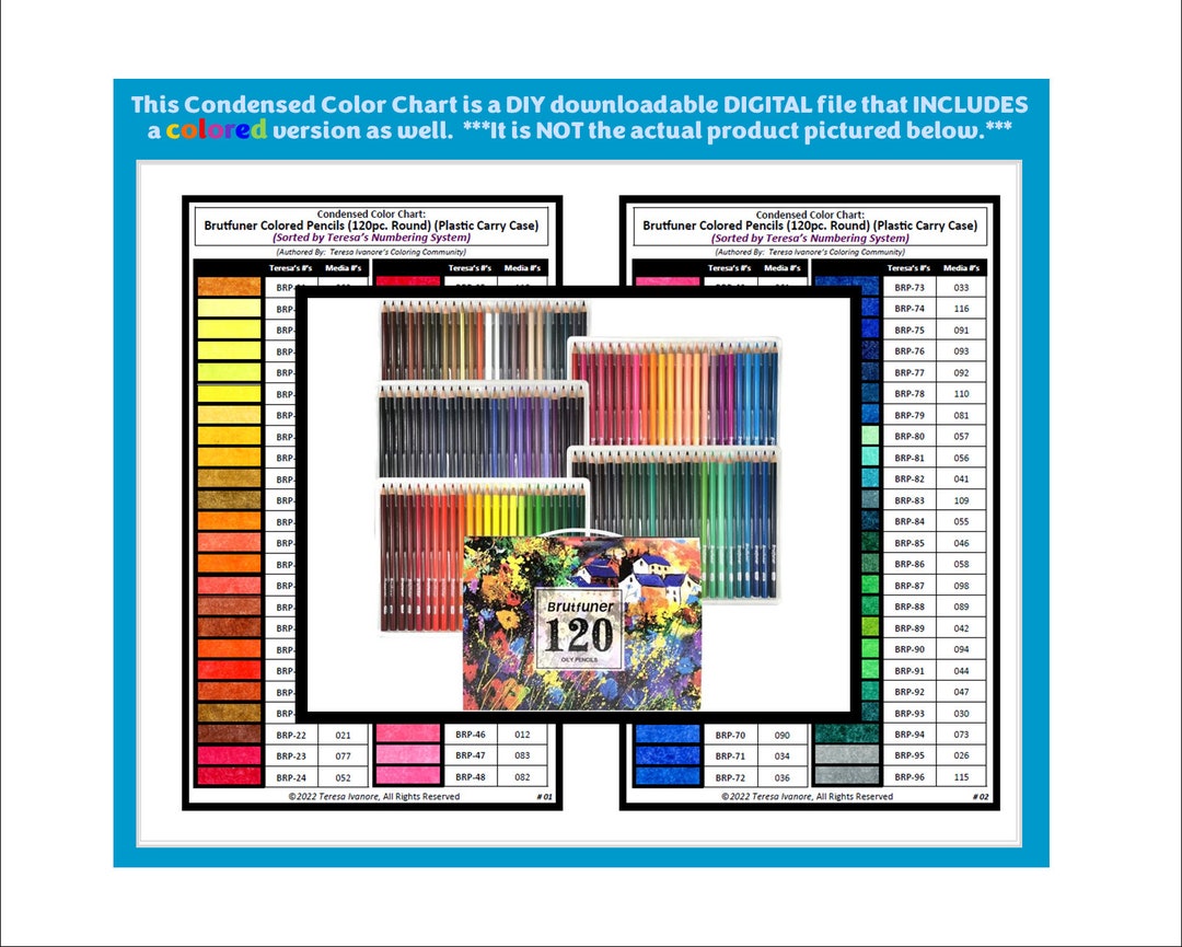 Condensed Color Chart For: Brutfuner Colored Pencils (120pc. Round ...