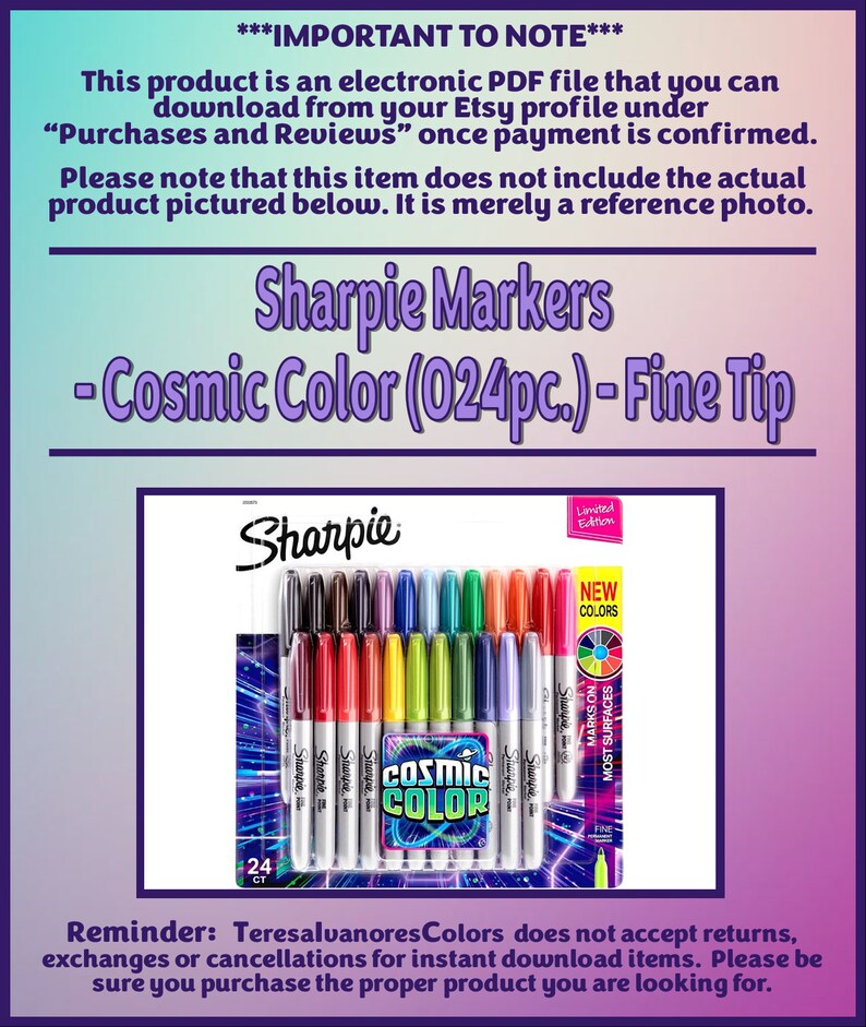 Swatch Form: Sharpie Markers - Cosmic Color (024pc.) - Fine Tip (black ...