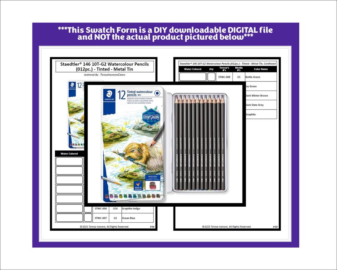 Swatch Form: Staedtler® 146 10T-G2 Watercolour Pencils (012pc ...