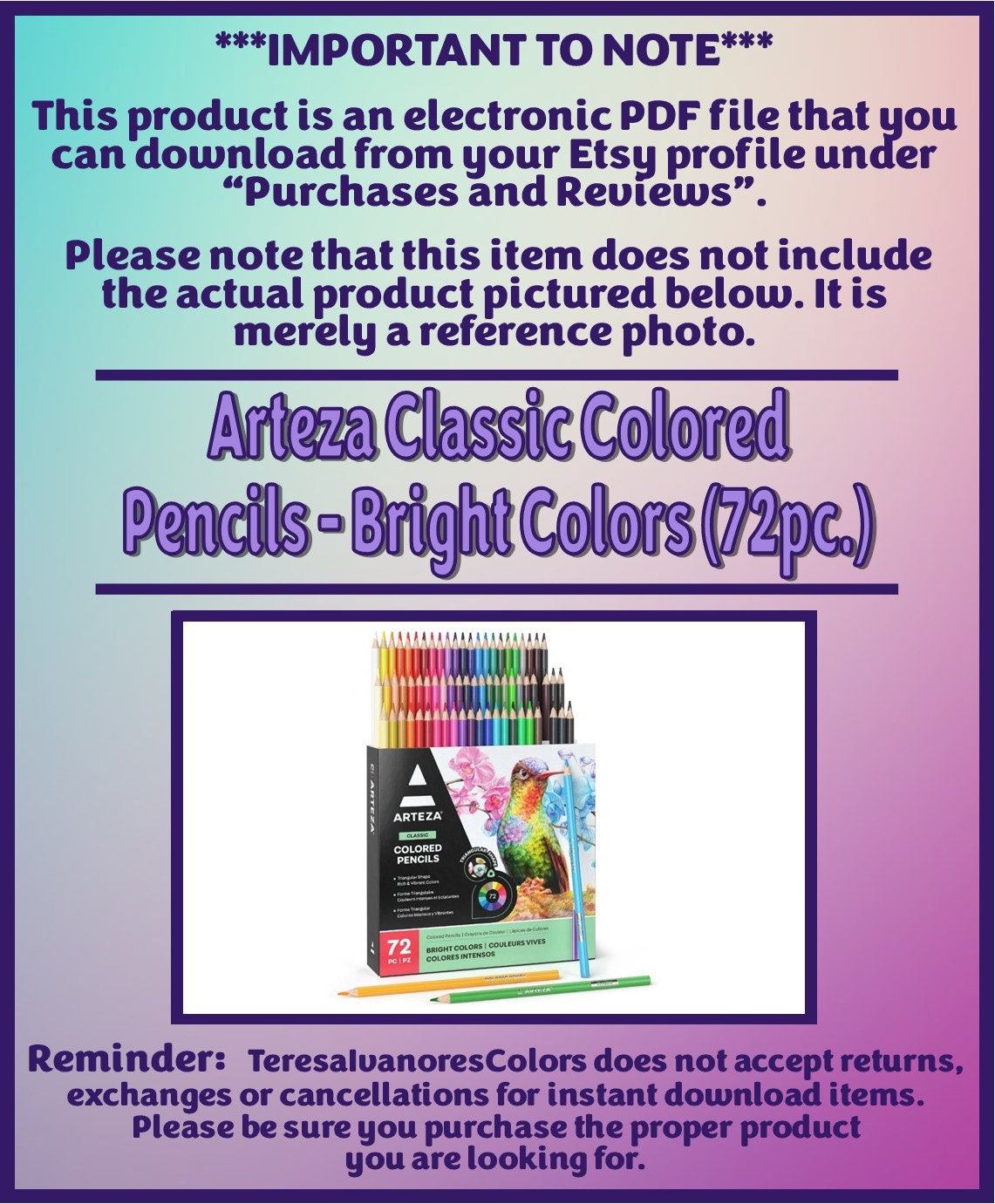 Arteza Colored Pencils (072pc.) - Classic Bright Colors - (greytones ...
