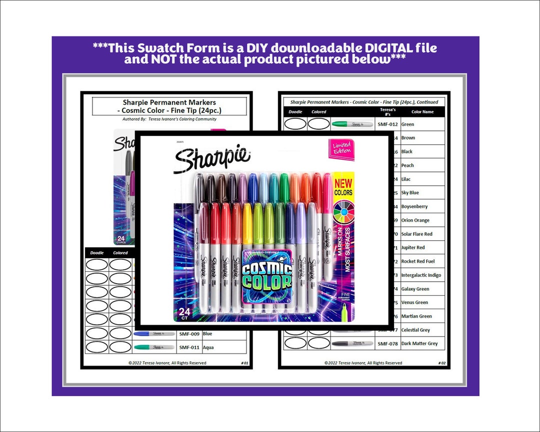 Swatch Form: Sharpie Markers - Cosmic Color (024pc.) - Fine Tip (black ...