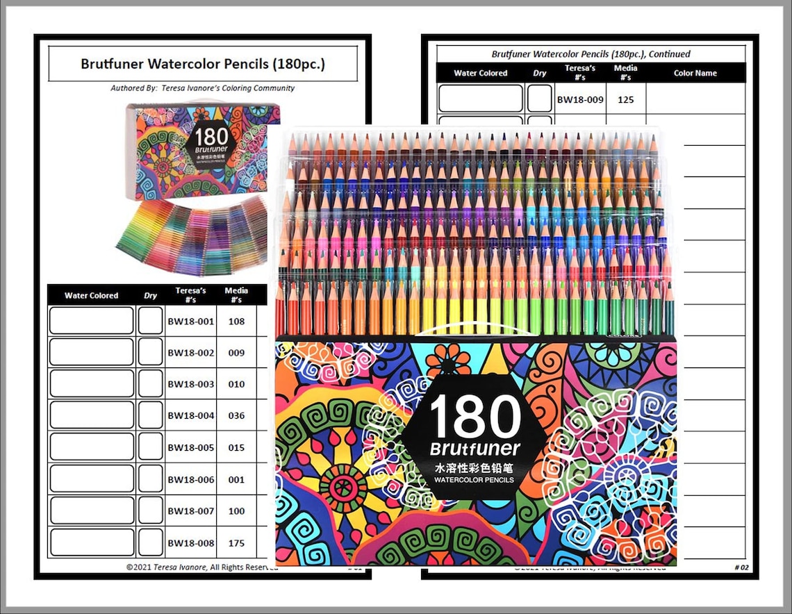 Swatch Form /color Chart For: Brutfuner Watercolor Pencils - Etsy Canada