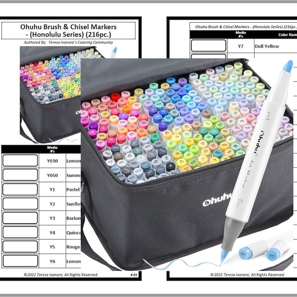 216 Ohuhu Color Chart - Etsy