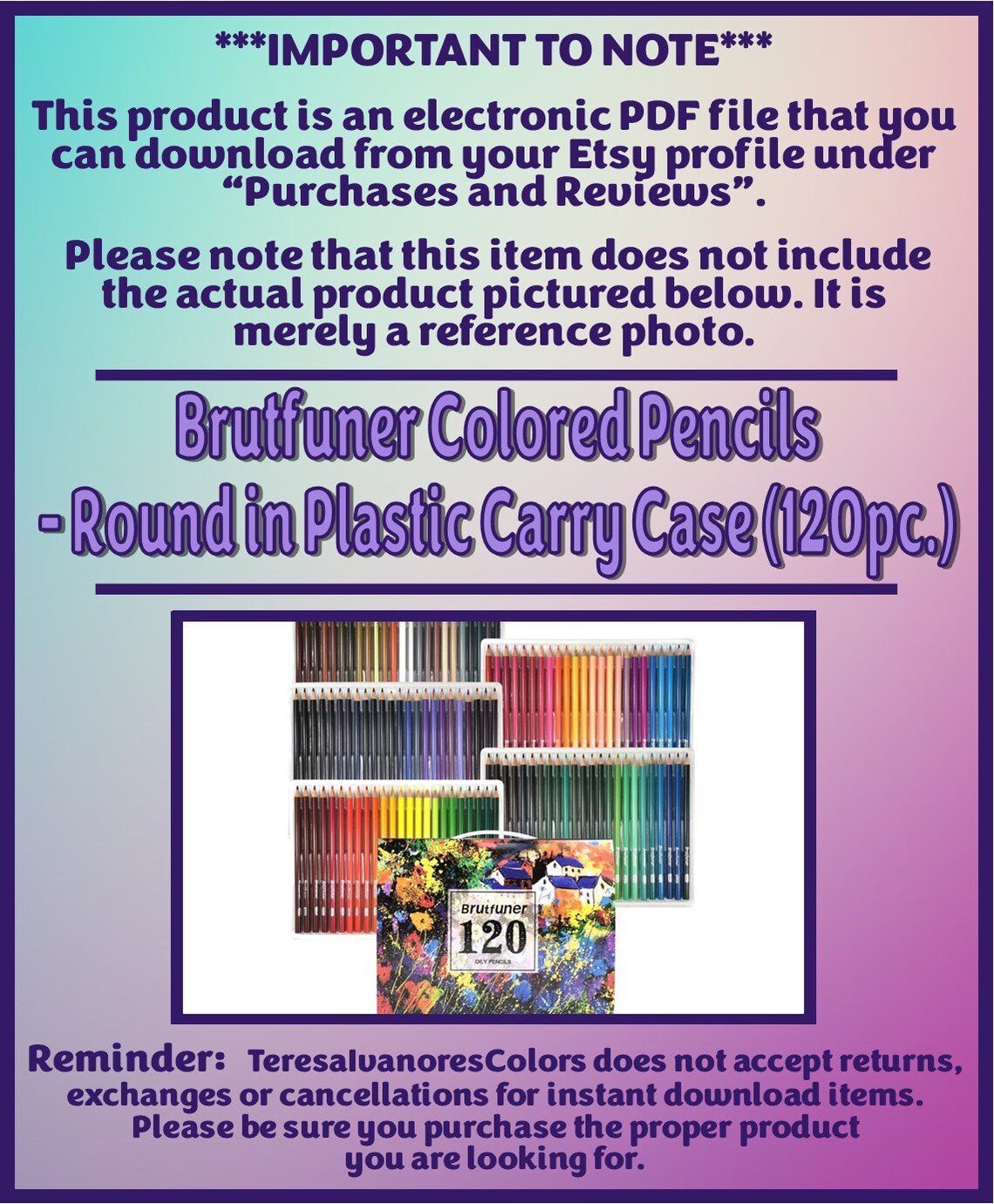 Condensed Color Chart For: Brutfuner Colored Pencils 120pc. Round ...