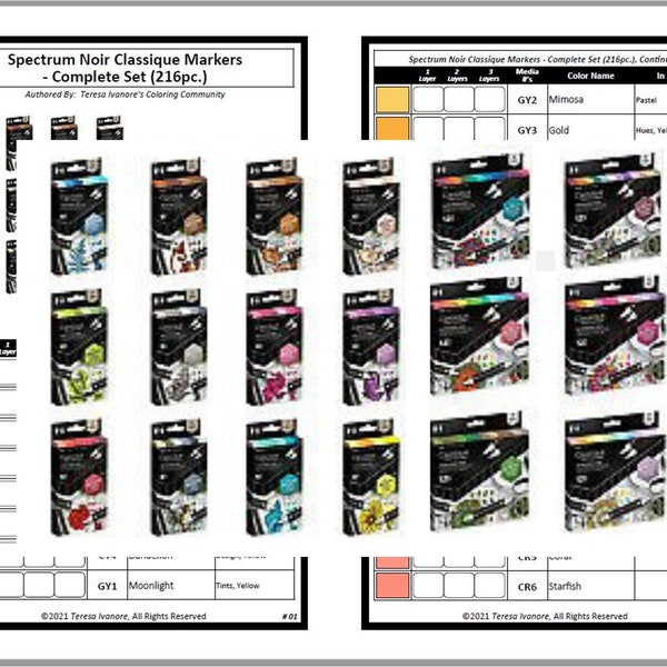 Spectrum Noir Marker Chart - Etsy