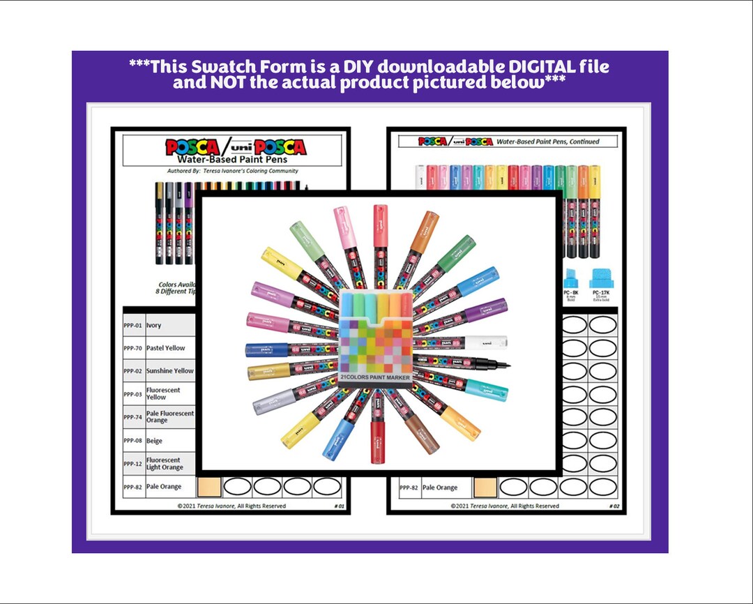 Swatch Form: POSCA - Uni Posca Paint Pens (black & White Version) - Etsy