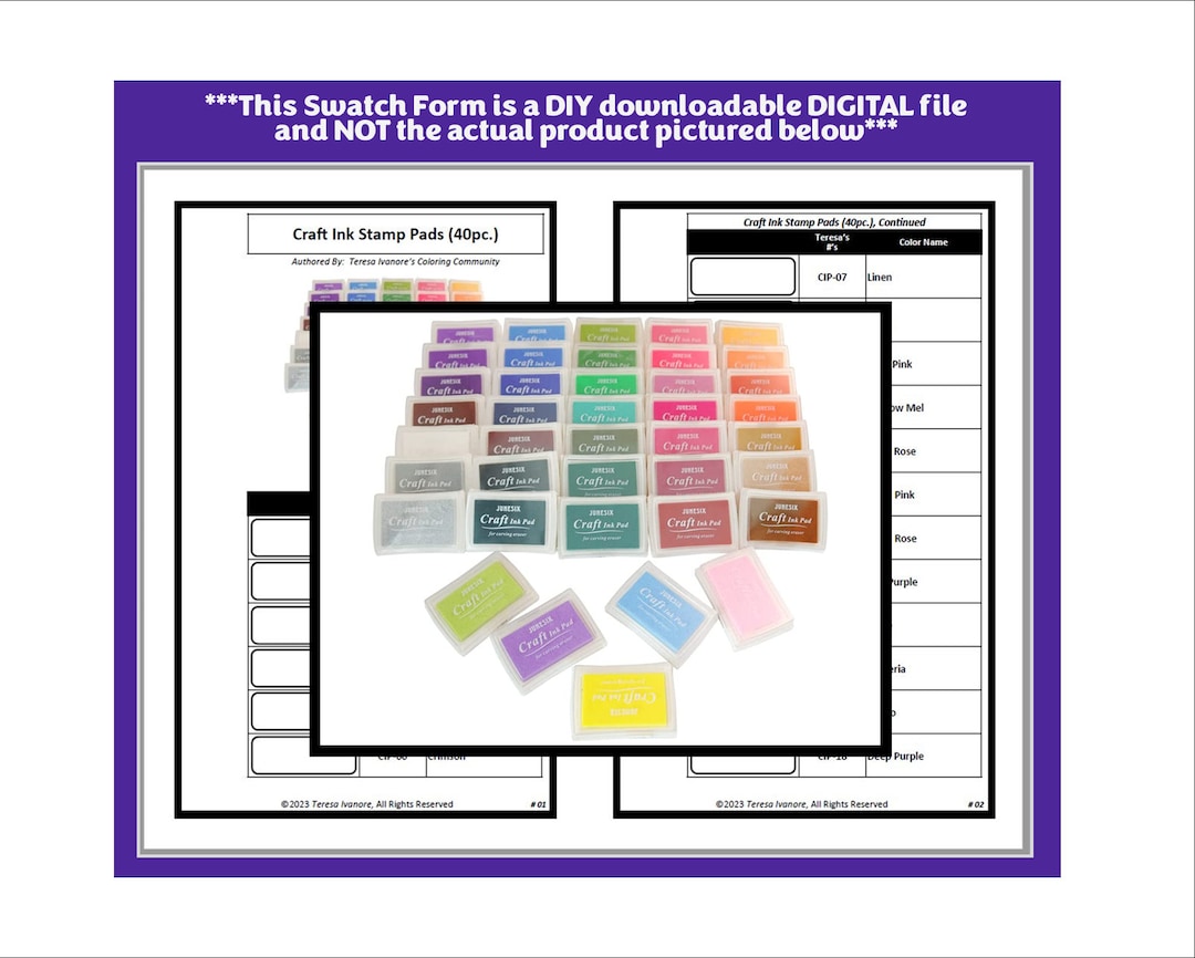 Swatch Form: Craft Ink Stamp Pads (040pc.) (black & White Version) - Etsy