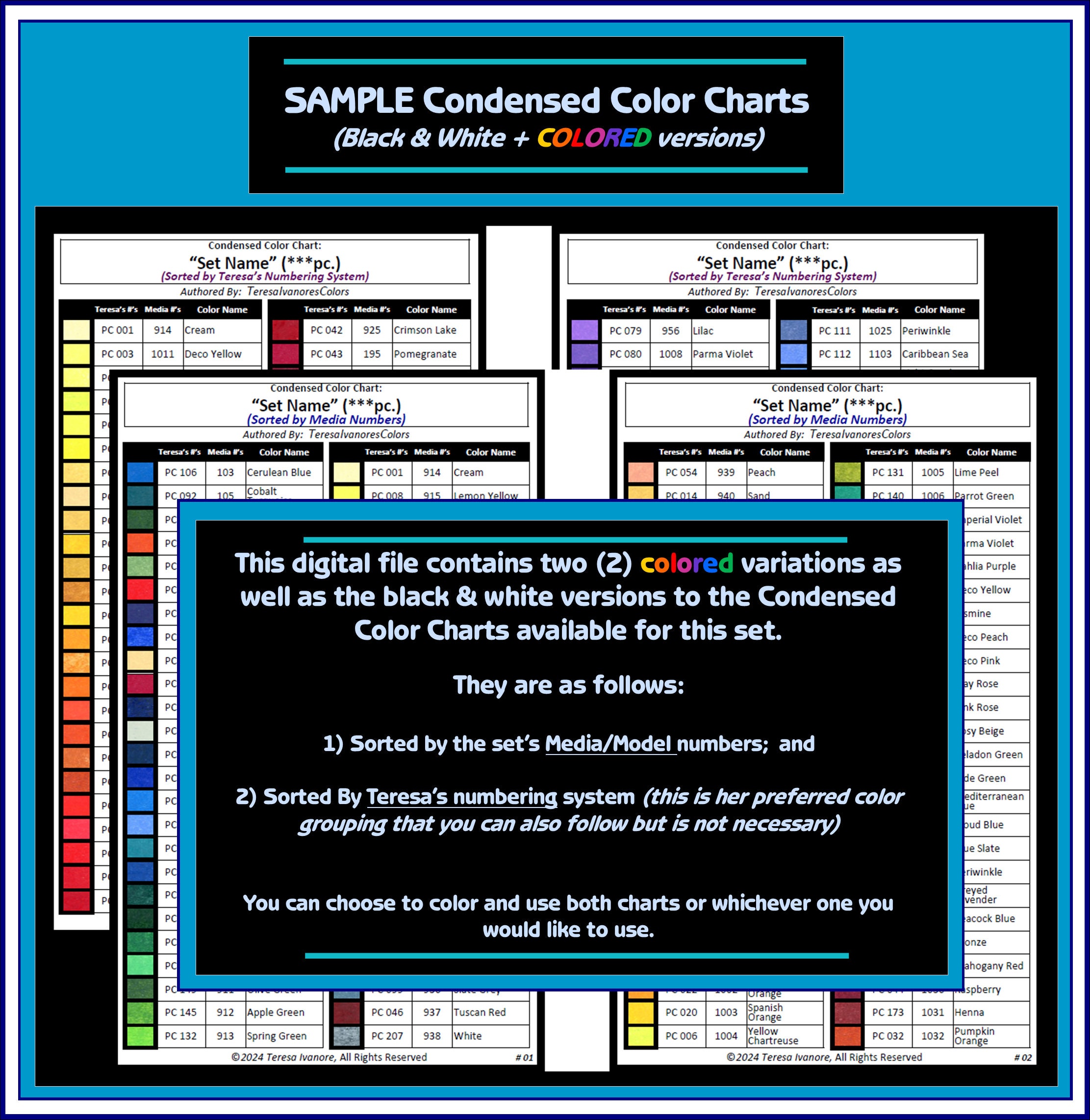 Condensed Color Chart For: Cezanne Professional Colored Pencils (120pc ...