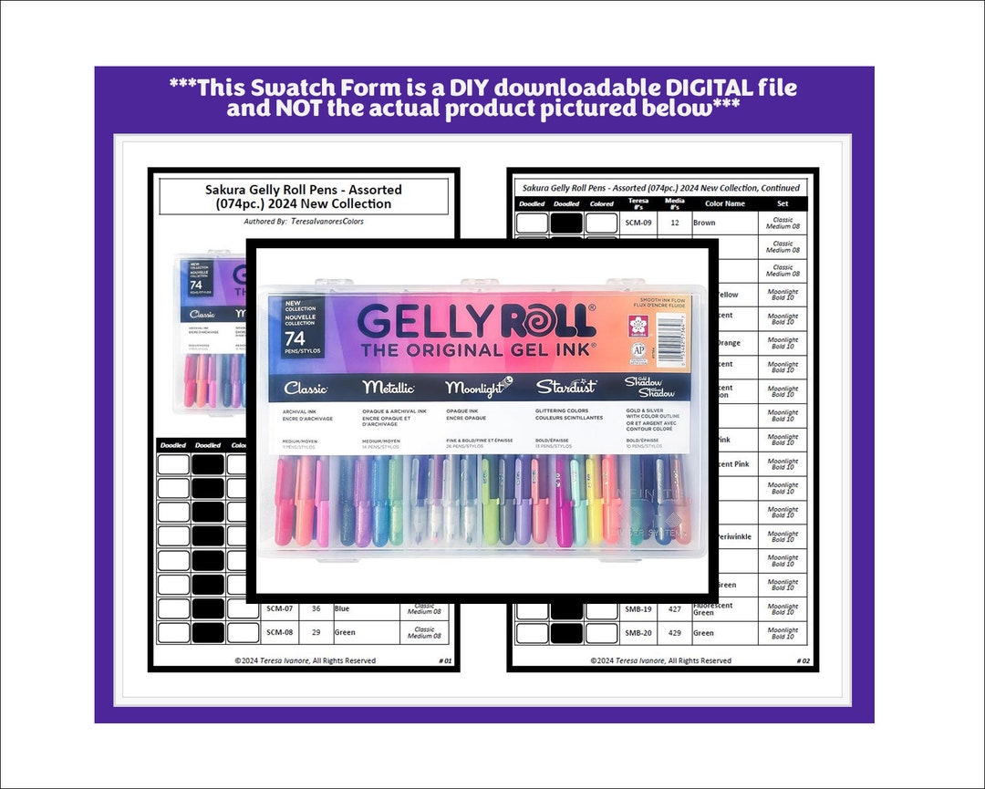 Swatch Form: Sakura Gelly Roll Pens - Assorted (074pc.) 2024 New ...
