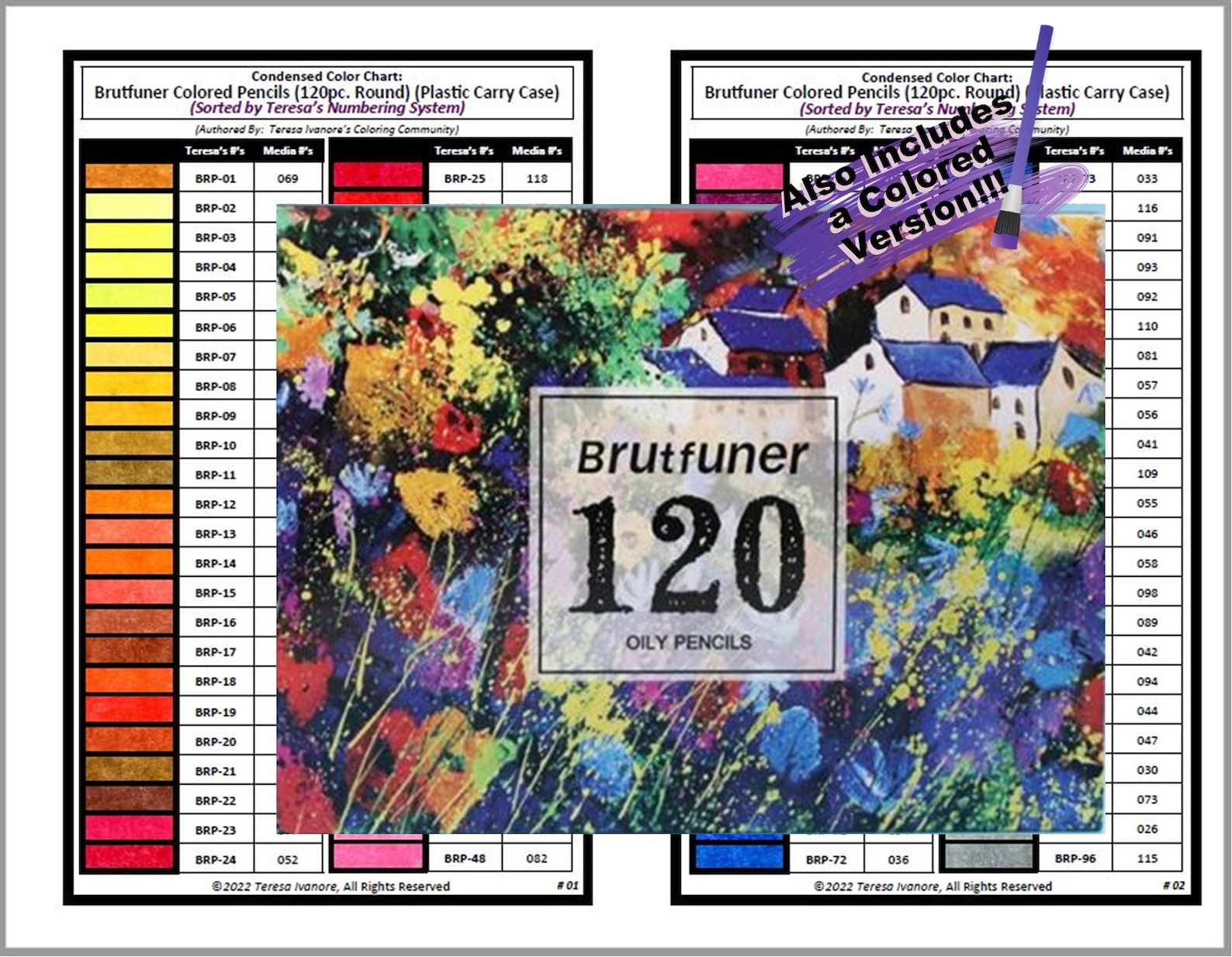 Condensed Color Chart For: Brutfuner Colored Pencils 120pc. Round ...