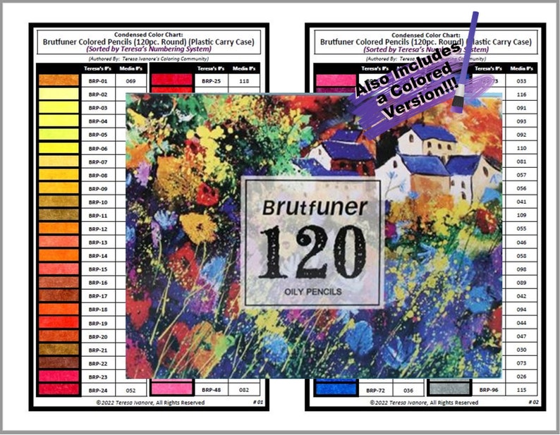 Condensed Color Chart For: Brutfuner Colored Pencils 120pc. - Etsy ...