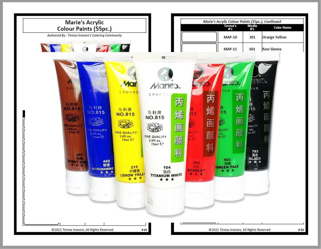 Swatch Form /color Chart For: Marie's Acrylic Colour - Etsy UK