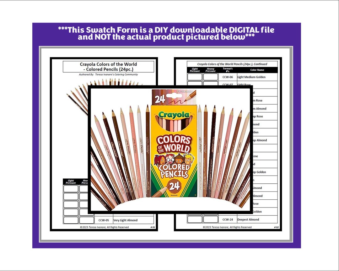Swatch Form: Crayola Colored Pencils (024pc.) - Colors of the World ...