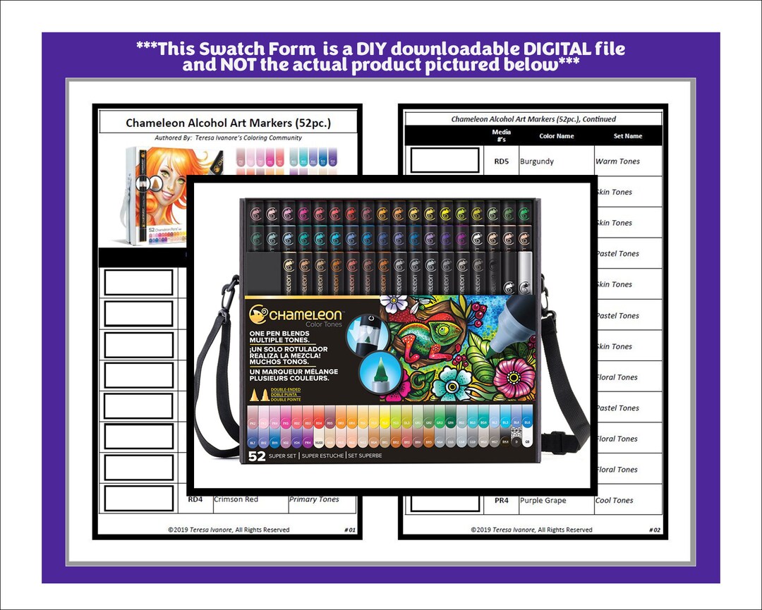 Swatch Form: Chameleon Alcohol Art Markers 52pc. - Etsy