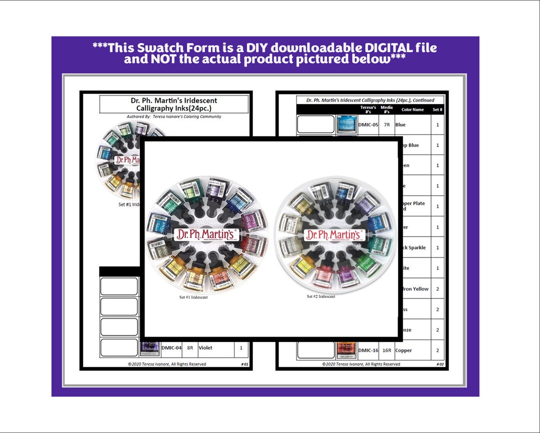 Swatch Form: Dr. Ph. Martin's Inks (024pc.) - Iridescent Calligraphy 2 ...