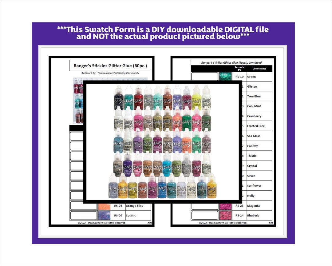 Swatch Form: Ranger's Stickles Glitter Glue (060pc.) - Color Collection ...