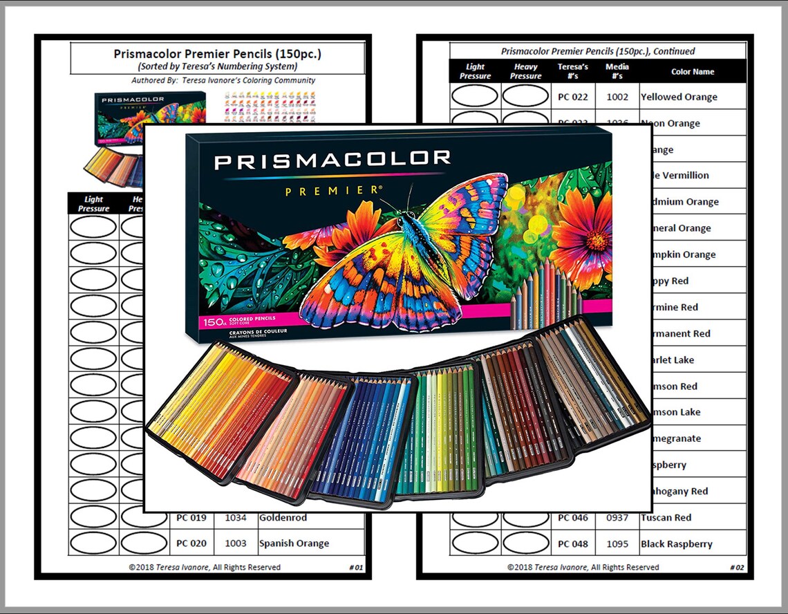 Swatch Form: Prismacolor Premier Colored Pencils 150pc. - Etsy