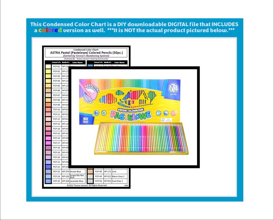 Condensed Color Chart For: ASTRA Pastel (pastelowe) Colored Pencils ...
