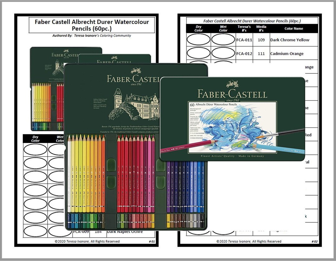 Swatch Form: Faber-castell Albrecht Dürer Watercolour Pencils - Etsy