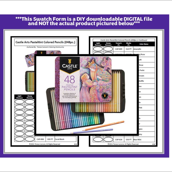 Castle Art Pencil Color Chart - Etsy