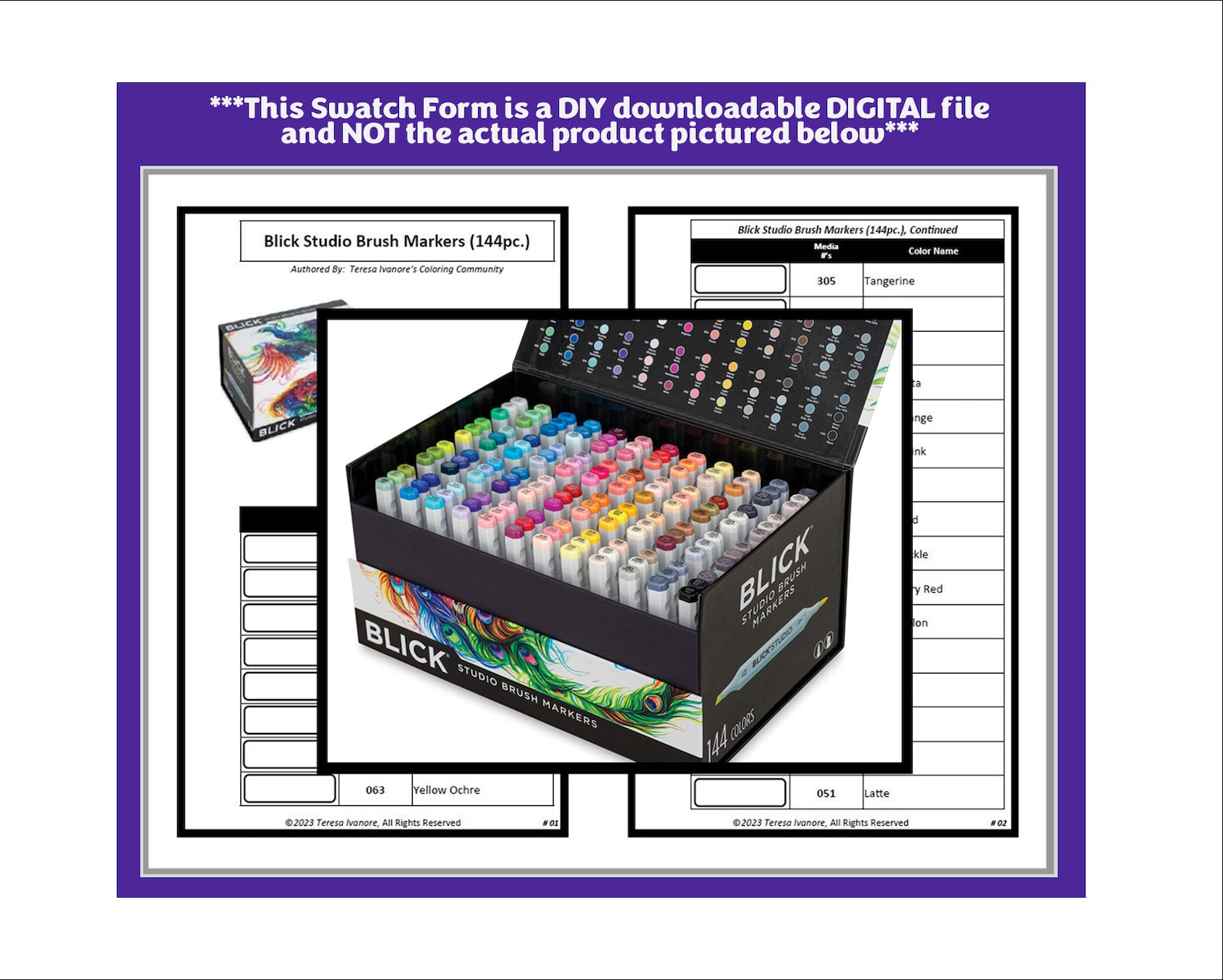 Swatch Form: Blick Studio Brush Markers (144pc.) (black & White Version ...