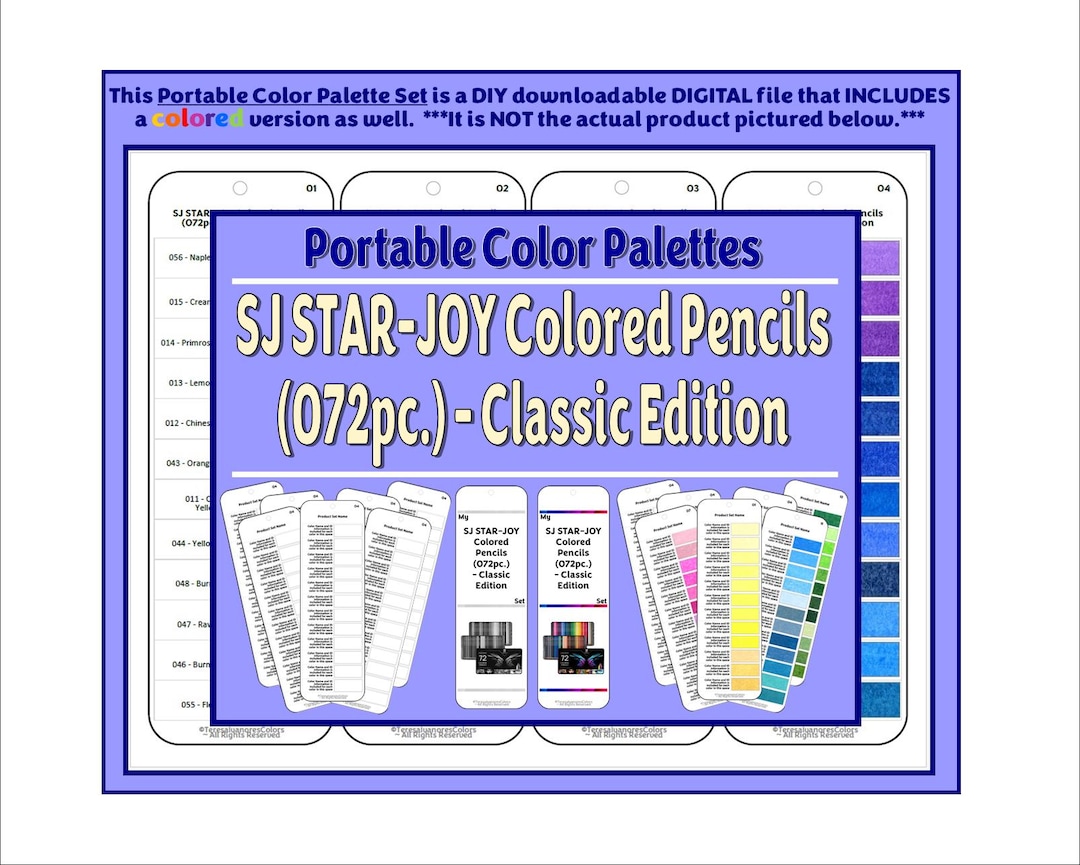 Color Palette Cards: SJ STAR-JOY Colored Pencils (072pc.) - Classic ...
