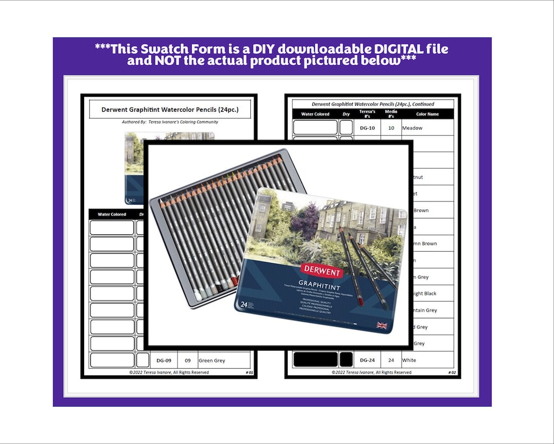 Swatch Form: Derwent Graphitint Watercolor Pencils (024pc.) (black ...