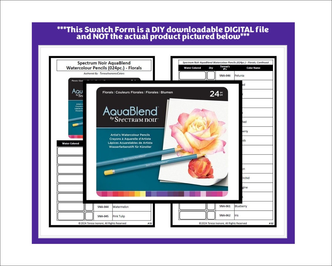 Swatch Form: Spectrum Noir Aquablend Watercolour Pencils (024pc ...