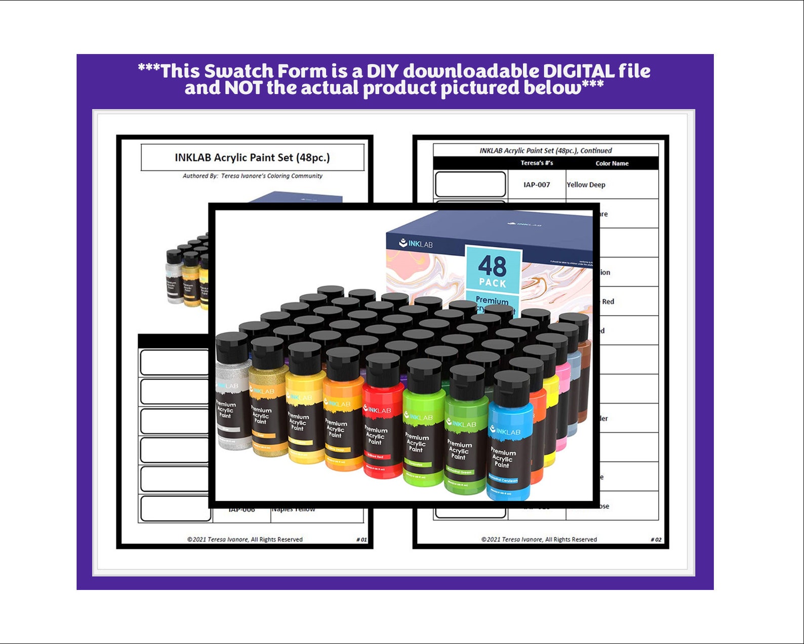 Swatch Form: INKLAB Paint Set (048pc.) - Assorted Acrylic (black ...