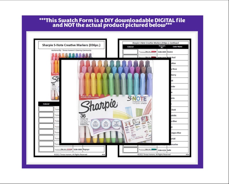 Swatch Form: Sharpie S-note Creative Markers (036pc.) (black & White ...