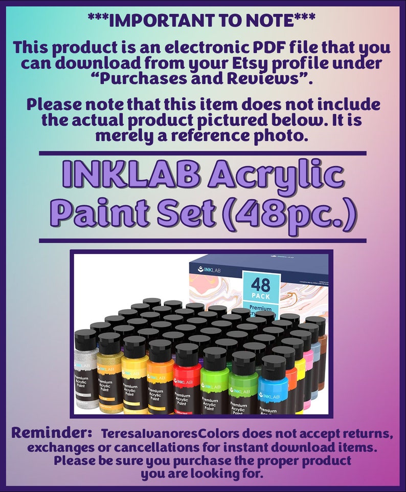 Swatch Form: INKLAB Paint Set (048pc.) - Assorted Acrylic (black ...