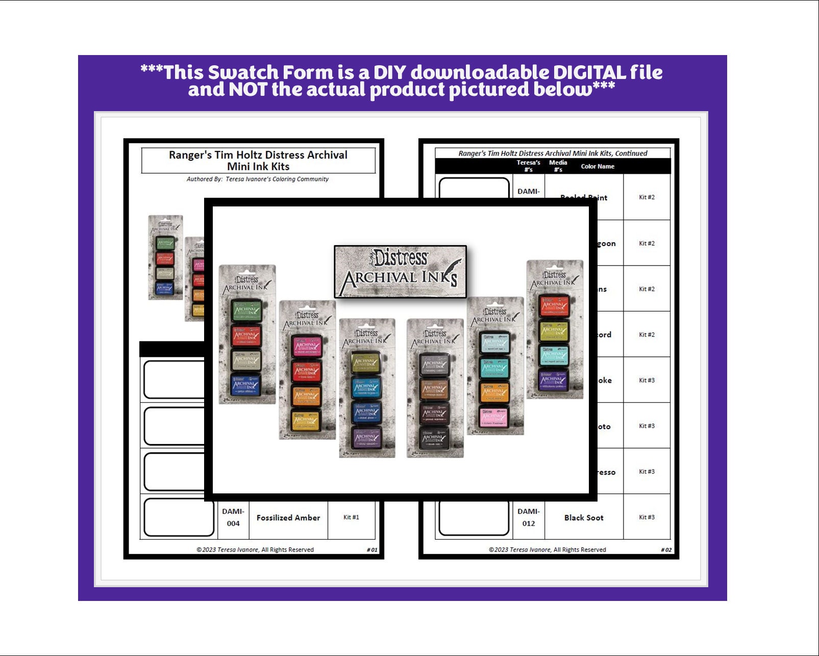 Swatch Form: Ranger's Tim Holtz Distress Archival Mini Ink Sets - Etsy