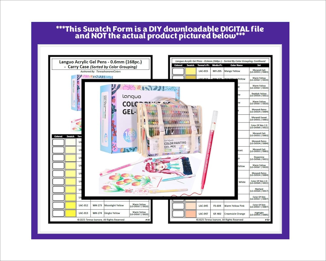 Swatch Form: Languo Gel Pens (168pc.) 0.6mm - Collection (colored ...