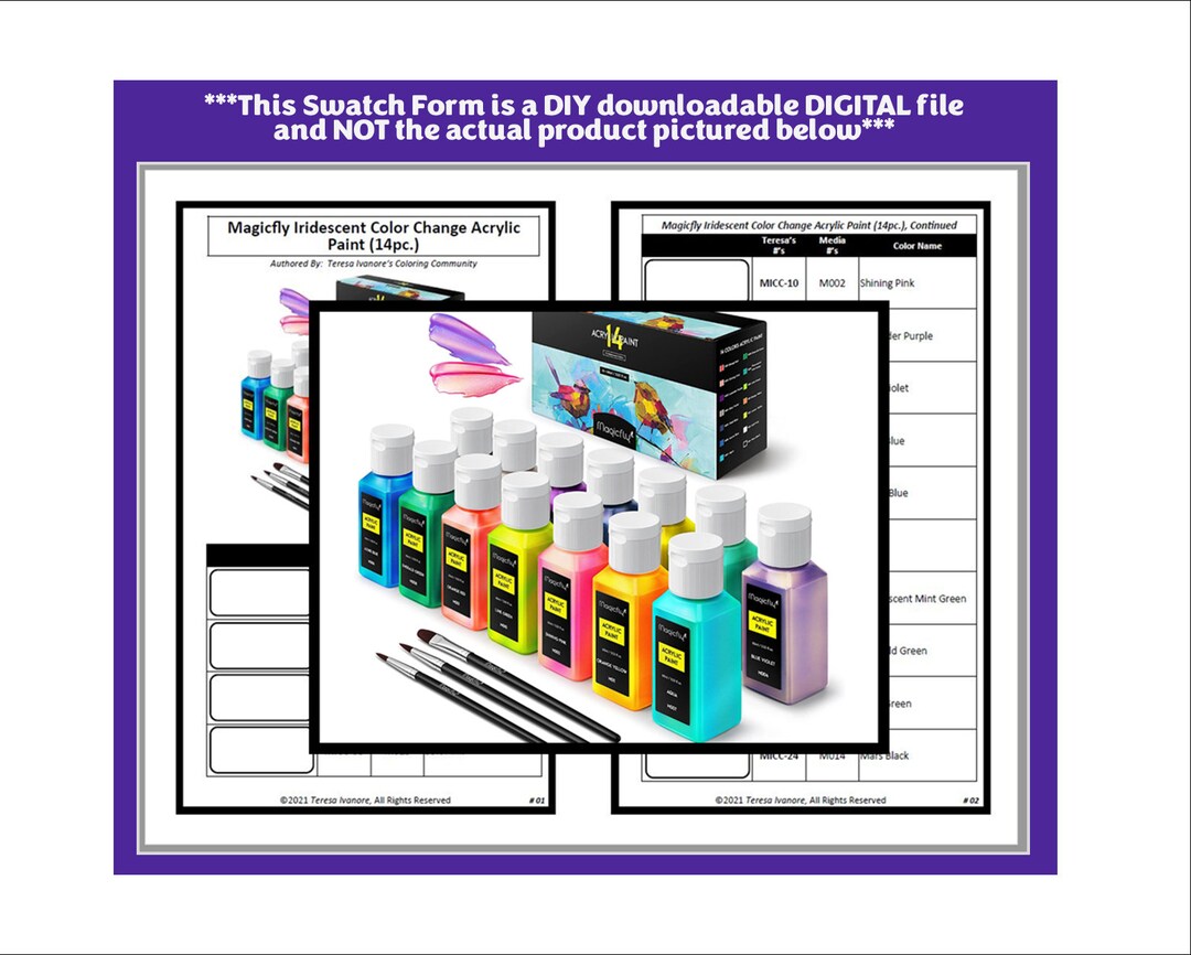 Swatch Form: Magicfly Acrylic Paint (014pc.) - Iridescent Color Change ...