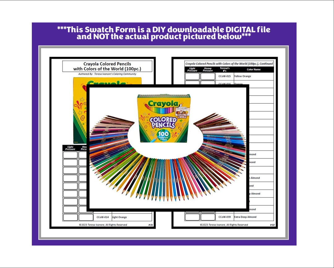 Swatch Form: Crayola Colored Pencils (100pc.) - Colors of the World ...