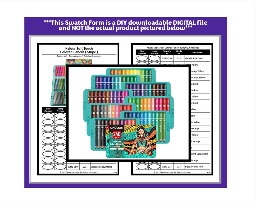 Swatch Form: Kalour Colored Pencils (240pc.) - Soft Touch (black ...