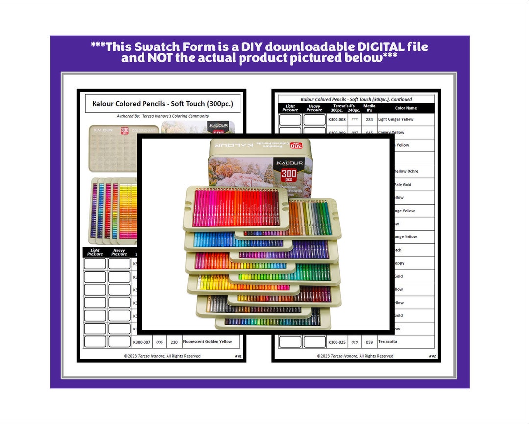Swatch Form: Kalour Colored Pencils (300pc.) - Premium Soft Touch ...
