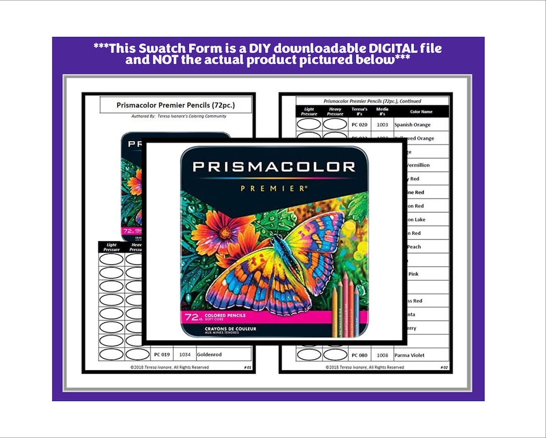 Swatch Form: Prismacolor Premier Colored Pencils (072pc.) (black ...