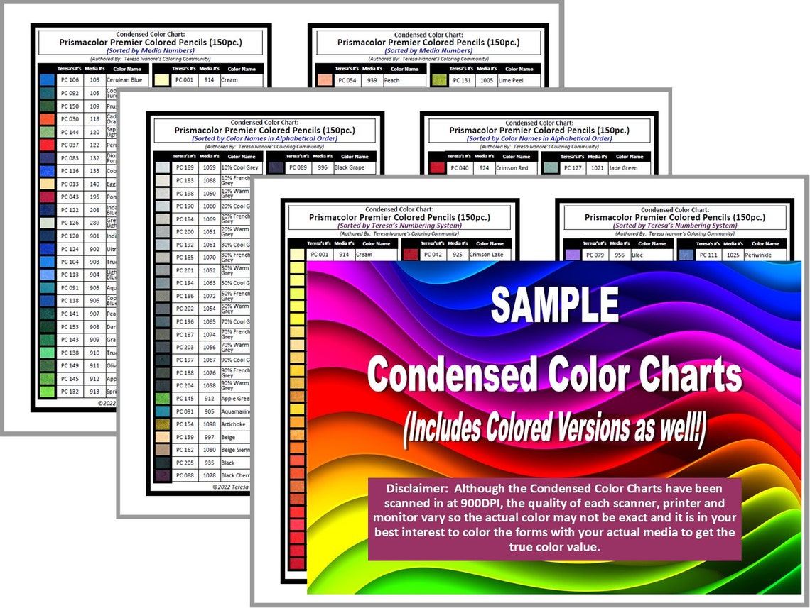 Condensed Color Chart For: Brutfuner Colored Pencils 120pc. Round ...