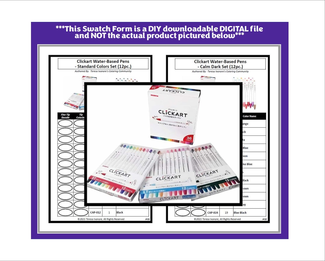 Swatch Form: Zebra Clickart Water-based Pens (036pc.) - Assorted (black ...