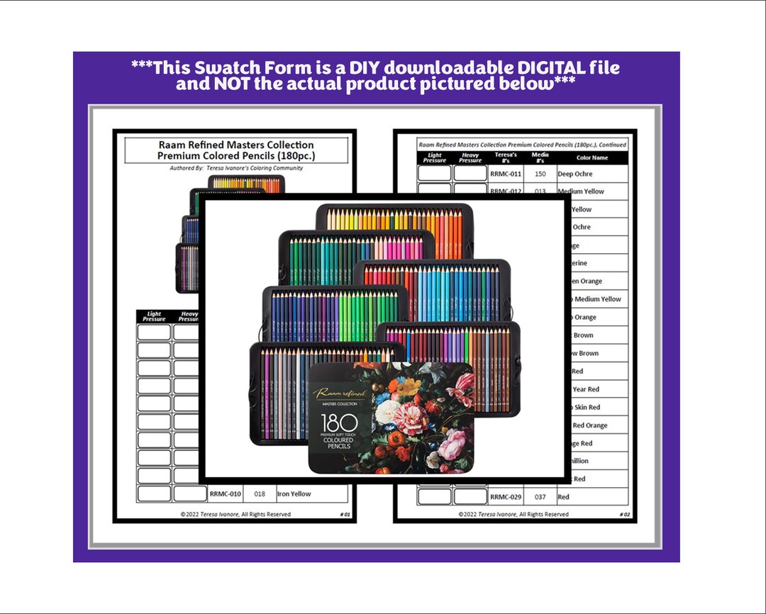 Swatch Form: Raam Refined Masters Collection Premium Colored Pencils ...