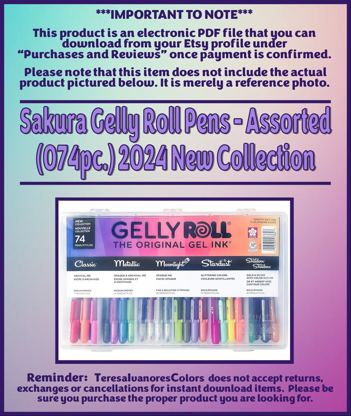 Swatch Form: Sakura Gelly Roll Pens - Assorted (074pc.) 2024 New ...