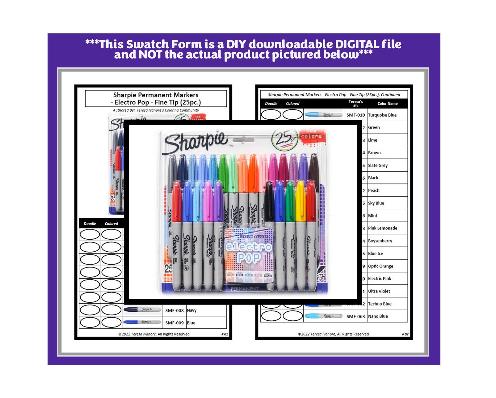 Swatch Form: Sharpie Markers - Electro Pop (025pc.) - Fine Tip (black ...