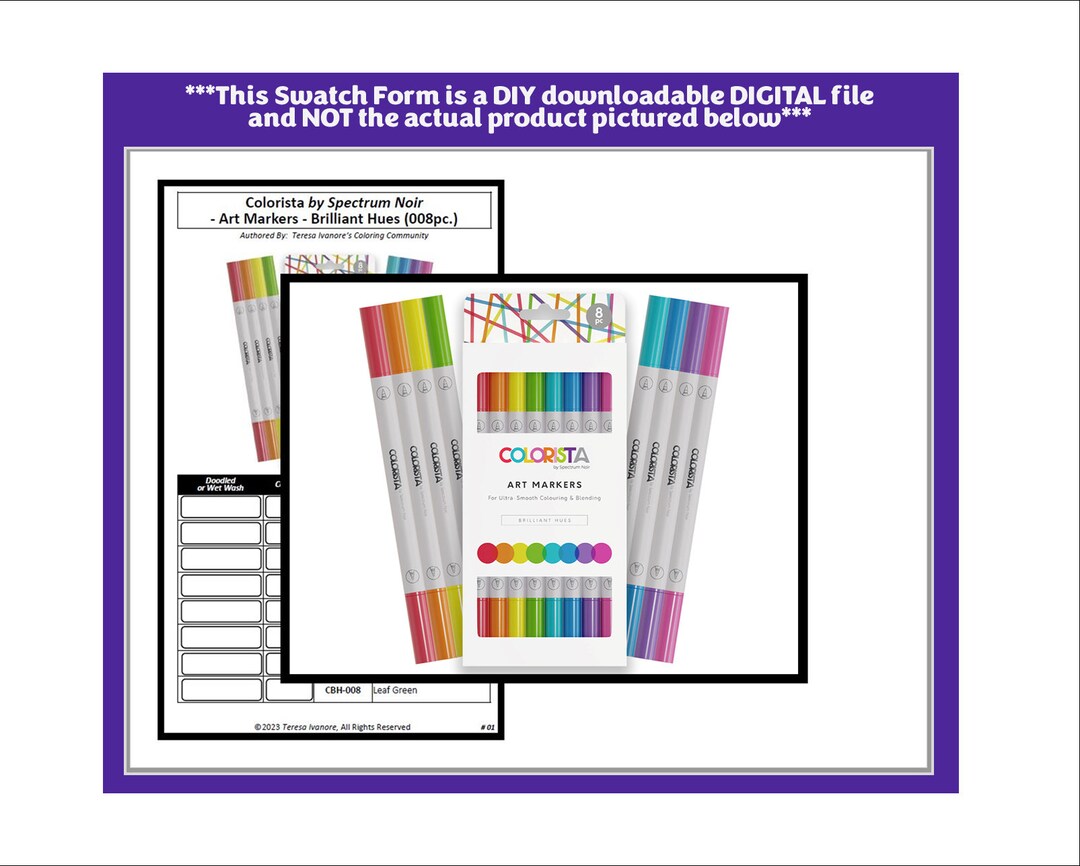 Swatch Form: Colorista Art Markers Sets - Brilliant Hues, Natural Tones ...