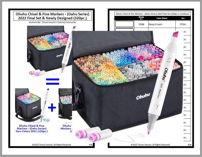 Swatch Form /color Chart For: Ohuhu Chisel & Fine Markers - Etsy Denmark